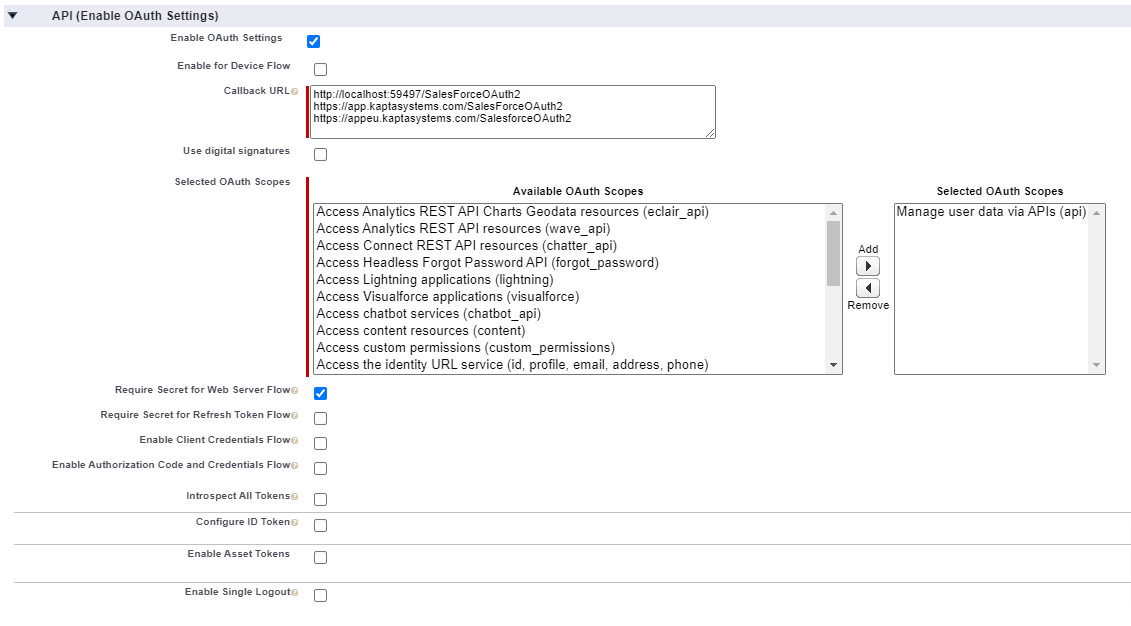 Salesforce Lightning Custom Oauth App Setup Kapta Help Center