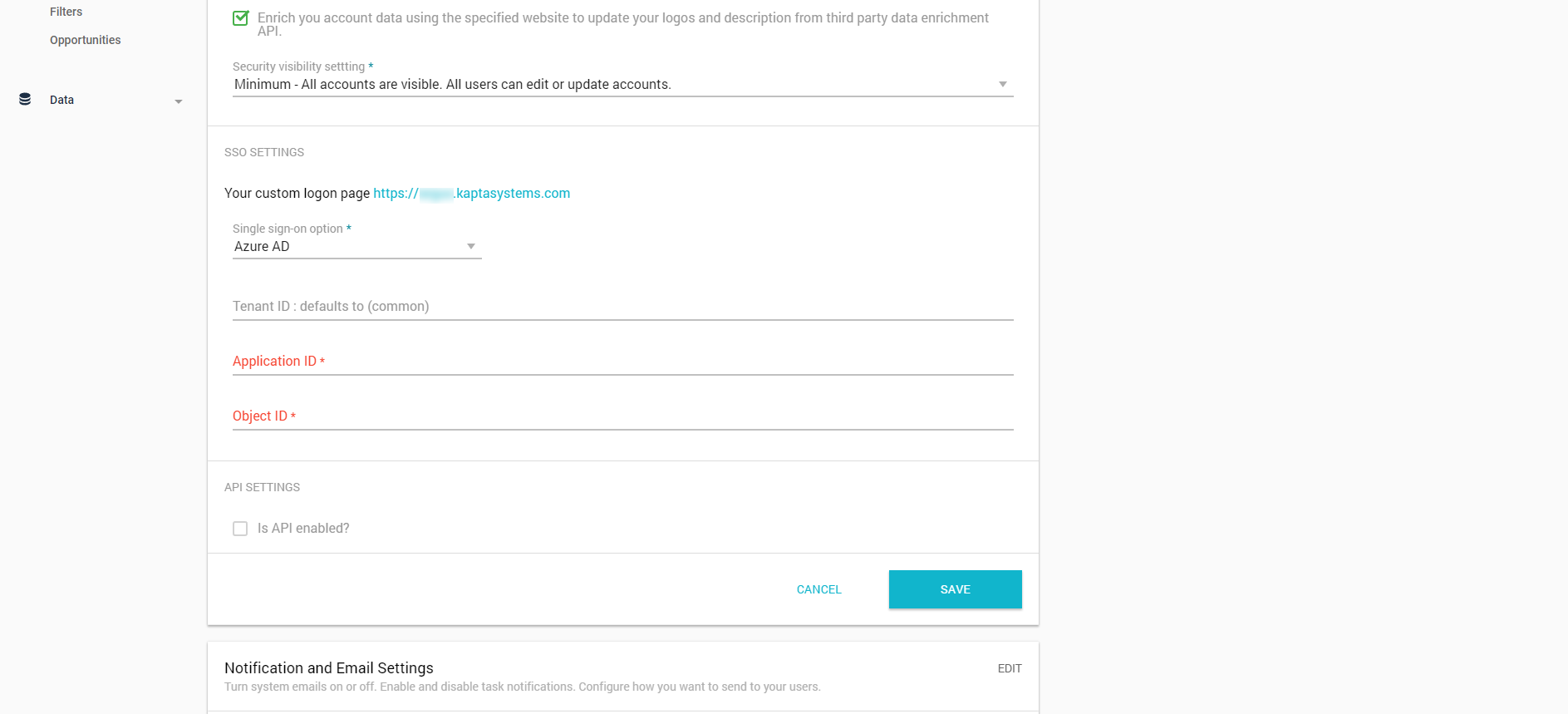 Azure SSO - Current Interface – Kapta Help Center
