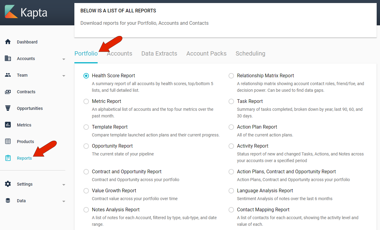 Portfolio Reports – Kapta Help Center