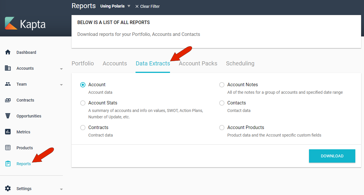Data Extracts – Kapta Help Center