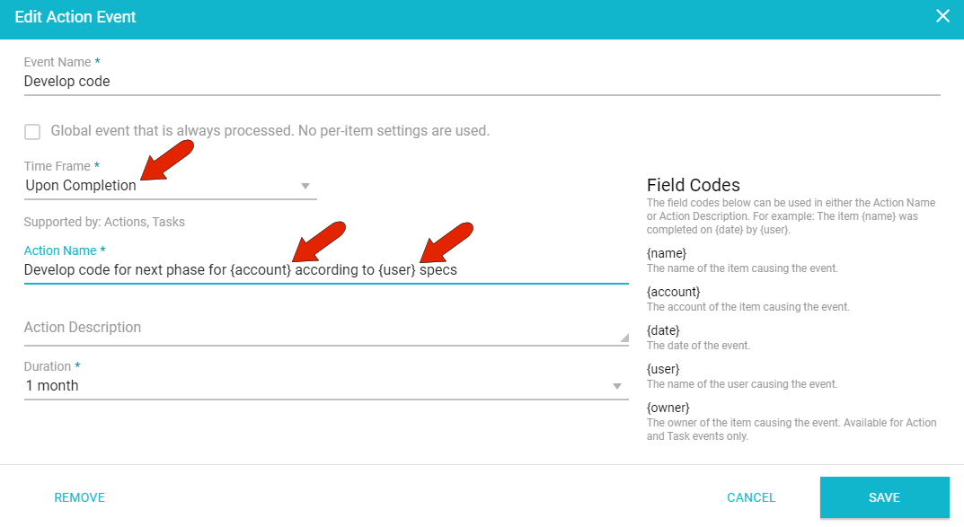 Action Events – Kapta Help Center