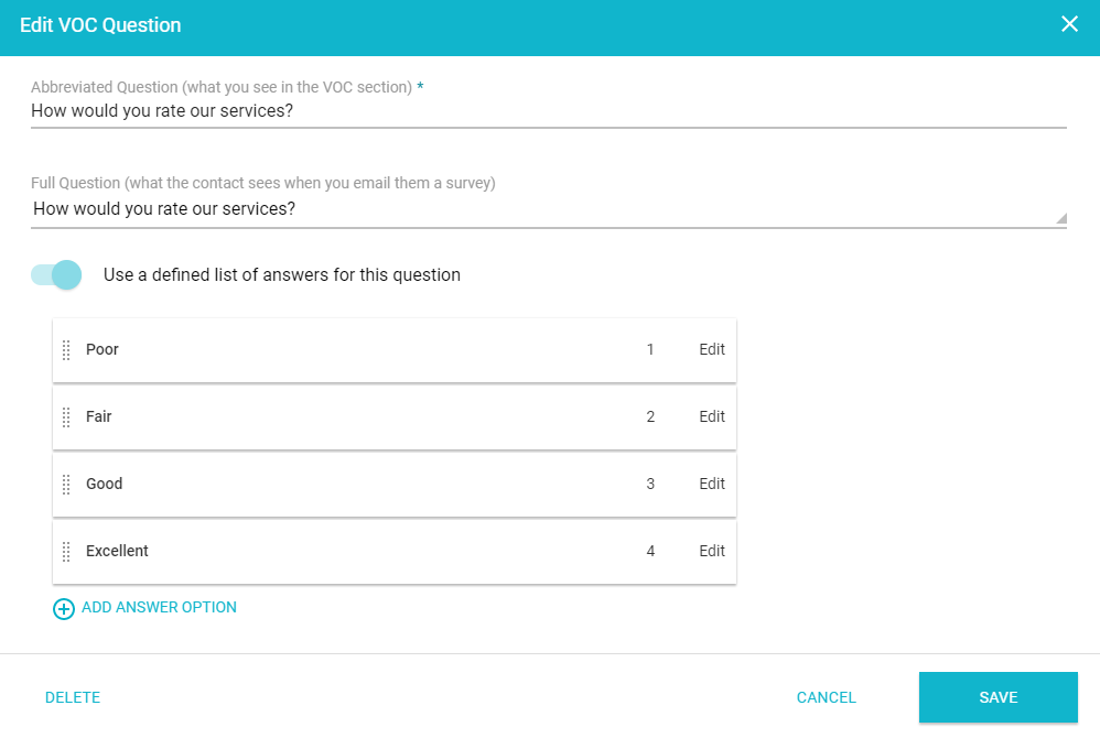 VOC Settings – Kapta Help Center
